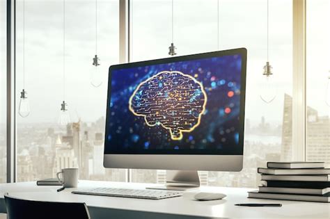 premium photo modern computer monitor with creative artificial
