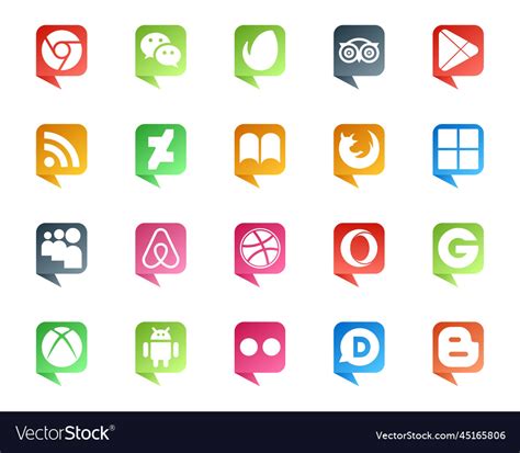 20 Social Media Speech Bubble Style Logo Like Vector Image