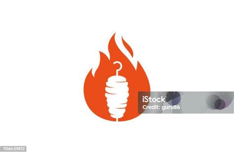 창조적 인 추상 케밥 고기 화재 로고 디자인 기호 벡터 일러스트 0명에 대한 스톡 벡터 아트 및 기타 이미지 0명 고기 굽기 Istock