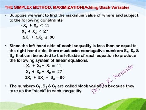 simplex method slack surplus and artificial variable pdf