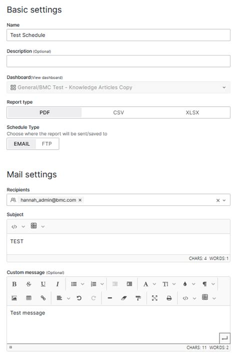 bmc helix dashboards how to schedule dashboards with a customized