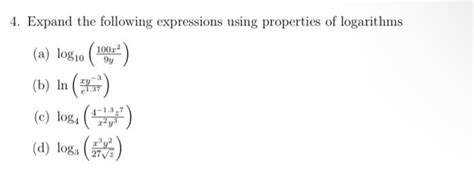 solved 4 expand the following expressions using properties