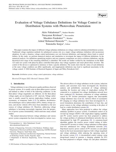 Evaluation Of Voltage Unbalance Definitions For Voltage Control In Distribution Systems With