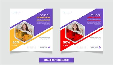 학교 입학 소셜 미디어 배너 디자인 서식 파일 프리미엄 벡터