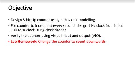 Solved Objective Design 8 Bit Up Counter Using Behavioral Chegg