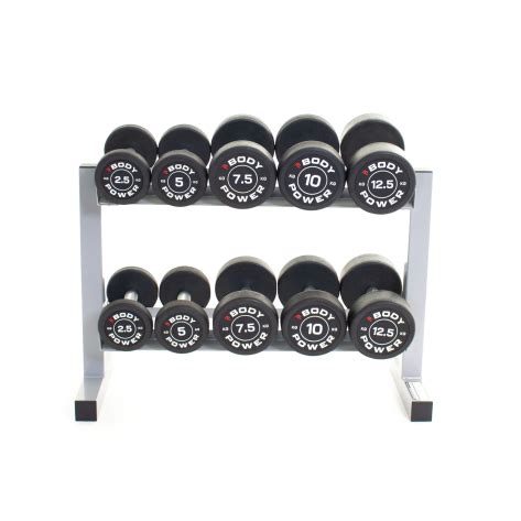 Body Power Pro Round Rubber Dumbbell Set 25kg To 125kg And 2 Tier