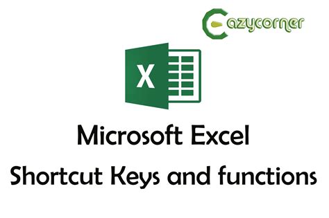 Microsoft Excel Shortcut Keys And Functions Sharing My Knowledge