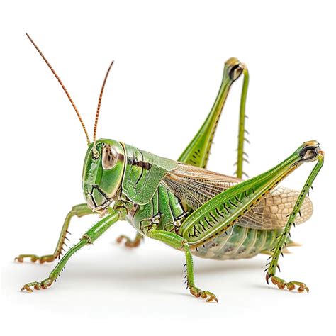 Grasshopper Jumping Pose Isolated On White Background Premium Ai
