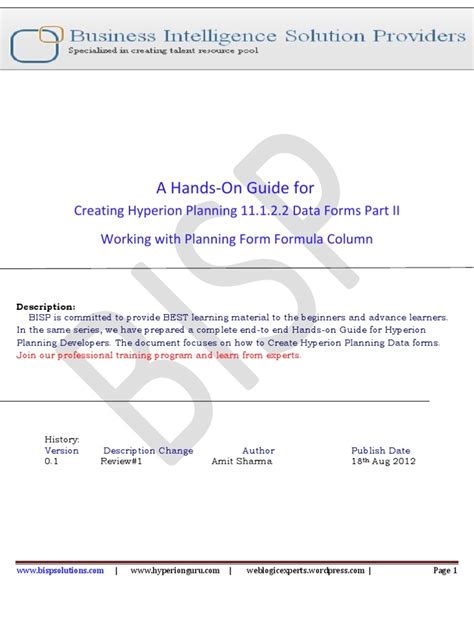 Hyperion Planning Data Form Formula Column Pdf Pdf Business Computers