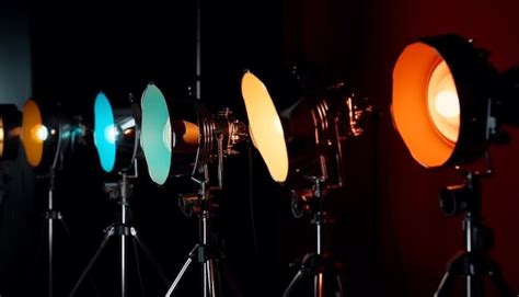 Ai가 생성한 스포트라이트와 투광 조명으로 빛나는 밝은 무대 세트 무료 사진