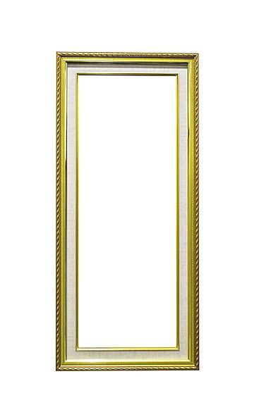 Golden Wooden Rectangle Frame Isolated Ornate Pattern Classic Ornate