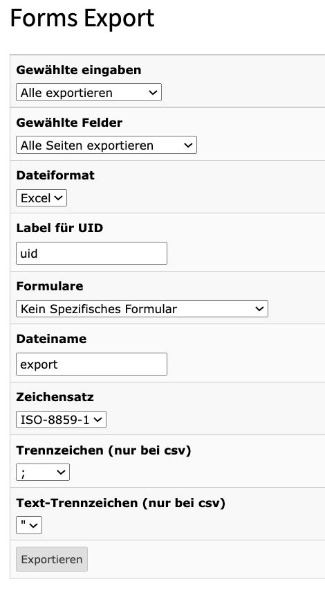 Export Form Data Easyweb Standard Information And Help Page