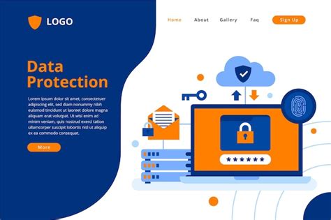 Premium Vector Data Protection Landing Page Template