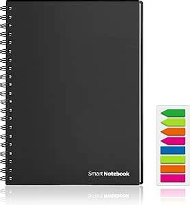HOMESTEC Reusable Smart Notebook A4 Black 6 Page Styles Endlessly Reusable Note Pad 2 Pen