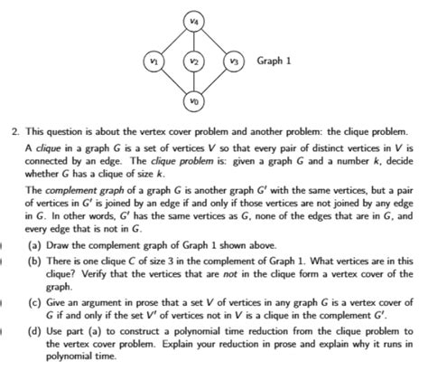 Solved This Question Is About The Vertex Cover Problem Chegg