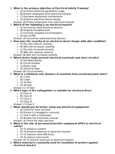 what is the primary objective of electrical safety training pdf