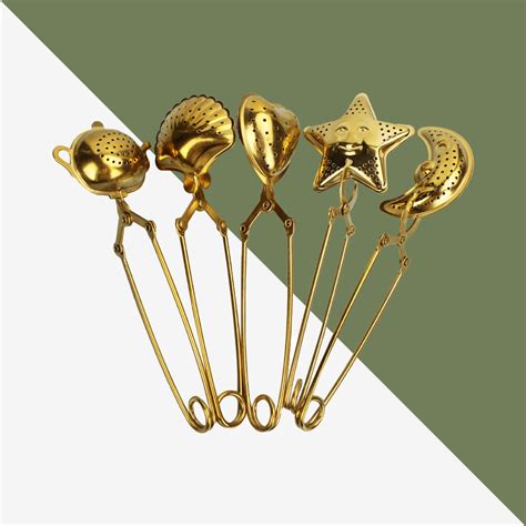 1pc Rvs Star Moon Thee Ei Goud Thee Bal Zeef Thee Vicedeal