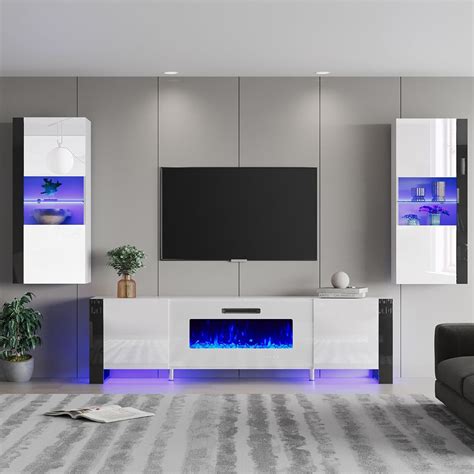 Amerlife 3 Piece Modern Wall Unit Entertainment Center Set