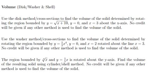 Solved Volume Disk Washer Shell Use The Disk Chegg Com