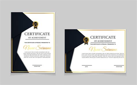 고급 골드 배지와 현대적인 라인 패턴의 요소와 업적 국경 디자인 템플릿의 인증서 세트 벡터 그래픽 인쇄 레이아웃 감탄에 대한 스톡 벡터 아트 및 기타 이미지 Istock