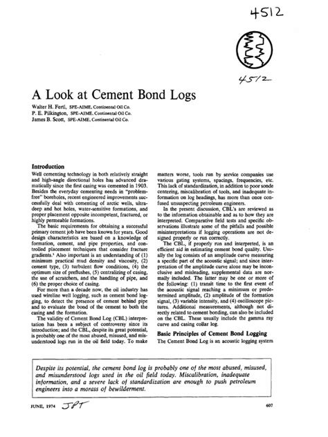 Understanding The Complexities And Pitfalls Of Cement Bond Log