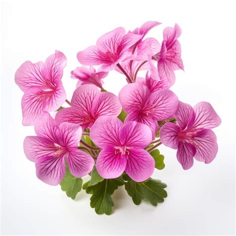 Premium Photo Real Geranium Flowers On White Background