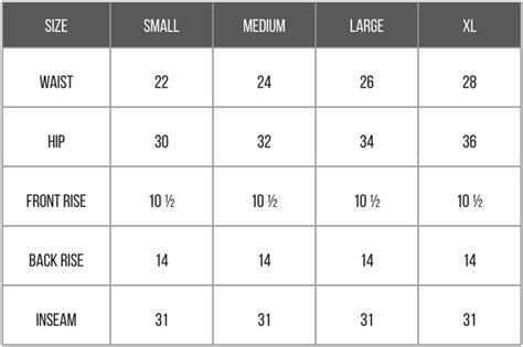 Sizing Chart 2 Cute