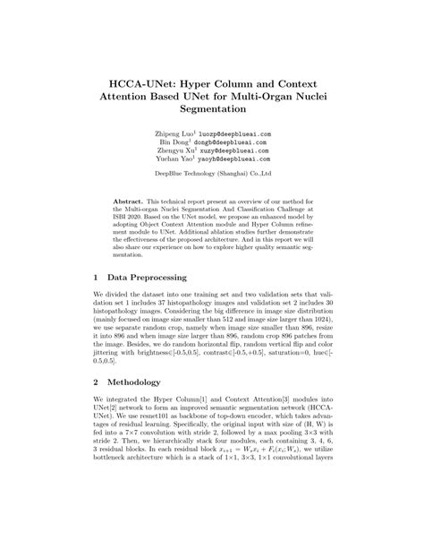 Pdf L9 Hcca Unet Hyper Column And Context Attention Based Unet For Multi Organ Nuclei
