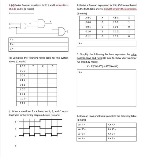 Solved A Derive Boolean Equations For X Y And Z As Chegg Com