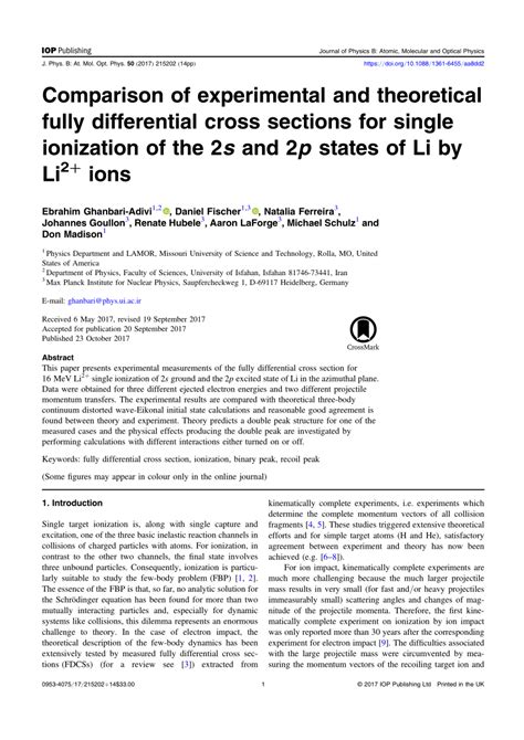 Comparison Of Experimental And Theoretical Fully Differential Cross