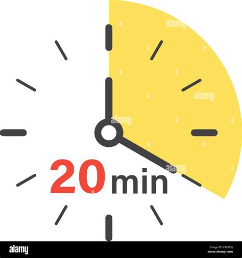 20 Minutes On Stopwatch Icon In Flat Style Clock Face Timer Vector