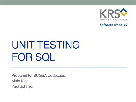 Ppt Unit Testing For Sql Powerpoint Presentation Free Download Id