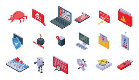 Malware Icons Set Isometric Style 8996399 Vector Art At Vecteezy