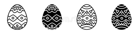Easter Egg Icons Versions Set In Black Flat And Line Style Stock Vector Illustration Of
