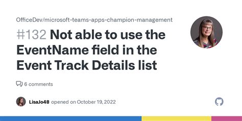 Not Able To Use The Eventname Field In The Event Track Details List · Issue 132 · Officedev