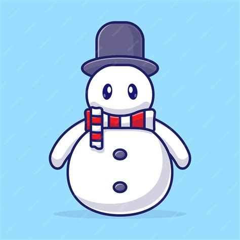 Premium Vector Cute Snowman Vector Illustration Blue Isolated Background Cute Cartoon