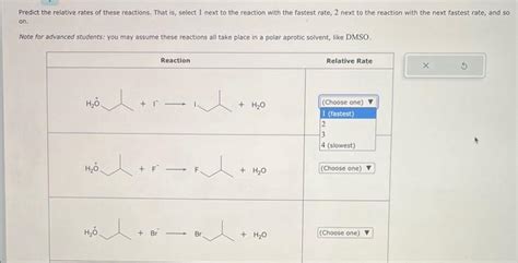 solved predict the relative rates of these reactions that