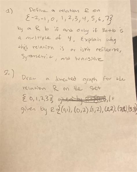 solved 1 define a relation r on {−2 −1 0 1 2 3 4 5 6 7} by