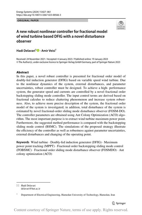 A New Robust Nonlinear Controller For Fractional Model Of Wind Turbine