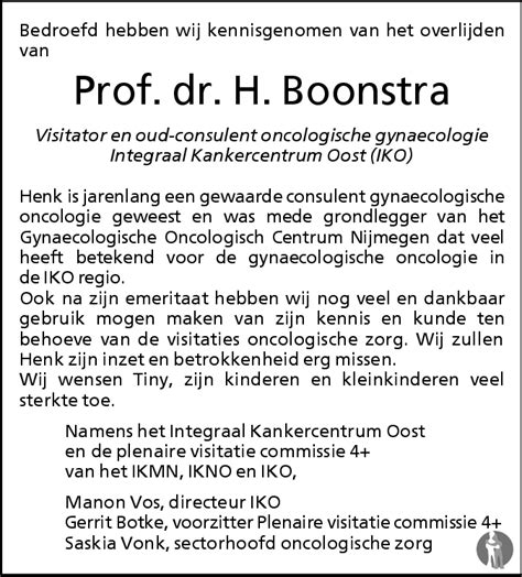 Hendrik Henk Boonstra 22 05 2008 Overlijdensbericht En Condoleances Mensenlinqnl