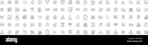 Budget Management Line Icons Collection Frugality Planning Analysis
