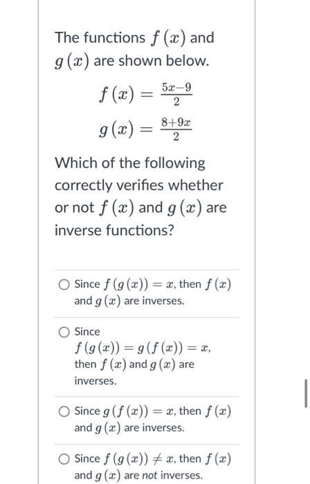 solved the functions f x and g x are shown below