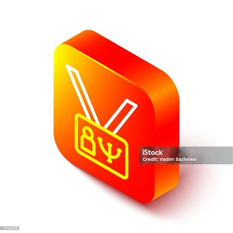 흰색 배경에 격리 된 등색 선 심리학 아이콘 싸이 기호 정신 건강 개념 정신 분석 분석 및 심리 치료 주황색 정사각형 버튼 벡터 3차원 형태에 대한 스톡 벡터 아트 및 기타