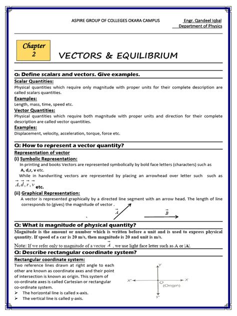 Chap 2 Vectors And Equilibrium Pdf Euclidean Vector Cartesian