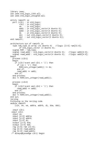 Dual Port Ram Code Pdf