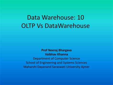 Data Warehouse 10 Oltp Vs Datawarehouse Pptx