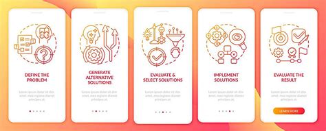 Conceptual Red Onboarding App Screen Depicting Preconditions For Digital Inclusion Vector