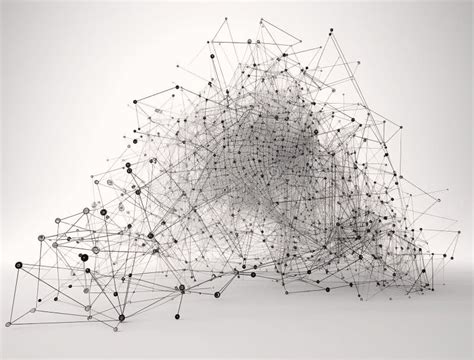 A Monochrome Network Of Interconnected Nodes And Lines Creates A Sense Of Depth And