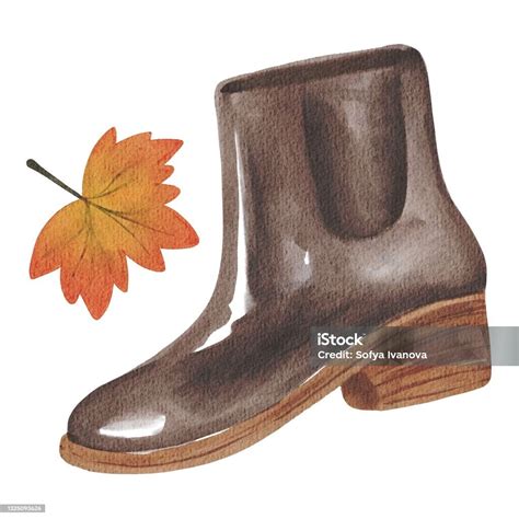 손으로 그리는 수채화 가을 옷과 액세서리 가죽 신발 포스터 인쇄 카드 템플릿 시장 상점 광고 패턴에 사용 0명에 대한 스톡 벡터