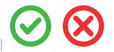 Check Mark Box Icon Green Yes And Red No Sign Tickmark Correct And Wrong Set Symbol Check